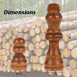 Juegoal 2 Pack Wooden Chess Pieces Only, 32 Pieces Each Wood Chessmen Pieces, 2.4 Inch King Figures Chess Game Pawns Figurine Pieces, Replacement of Missing Piece, Includes Storage Bag