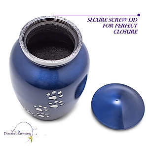 Eternal Harmony Pet Urns for Dogs with Secure Seal, Velvet Bag & Anti-Slip Felt Bottom, Animal Urn for Dog Ashes, Cat Ashes & Any Pet Up to 40 lbs (Blue, Medium)
