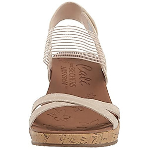 Skechers Women's Cork Wedge Sandal, Natural, 6