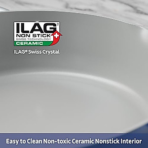 Tramontina Fiora 4.25-Quart Multipurpose Ceramic Non Stick Cooking Pan with Lid, Blue