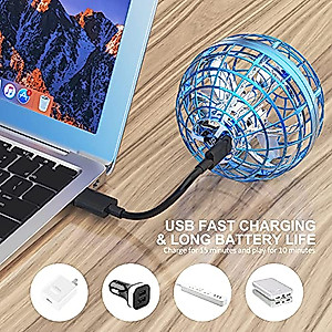 Flying Orb Ball Toys Soaring Hover Pro Boomerang Spinner Hand Controlled Mini Drone Globe Shape Spinning, Safe for Adults Kids Indoor Outdoor by Lematrix (Blue)