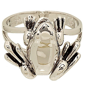 Glamour Rings Polished Silvertone Frog Fashion Ring with Moveable Legs Size 8