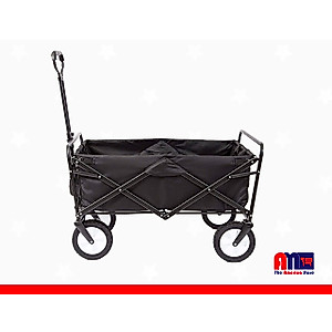 AM The America Store - Collapsible Foldable Wagon, Beach Cart Large Capacity, Heavy Duty Folding Wagon Portable, Collapsible Wagon for Sports, Shopping, Camping (Black)