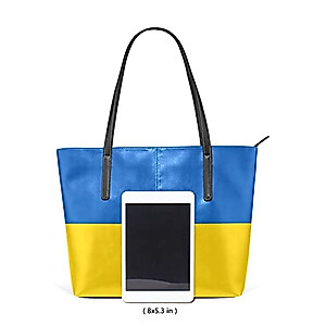 ODAWA Ukraine Flag Inscription Tote Handbag for Women with Zipper Big Capacity Shoulder Bag Top Handle Satchel Purse Wallet