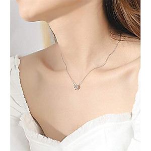 Princess Crown Charm Necklace for Women Girls 925 Sterling Silver Delicate Cute Crystal CZ Queen Royal Tiara Pendant Luck Choker 18" Silver Chain Adjustable Dainty Wedding Jewelry Gift (Silver)