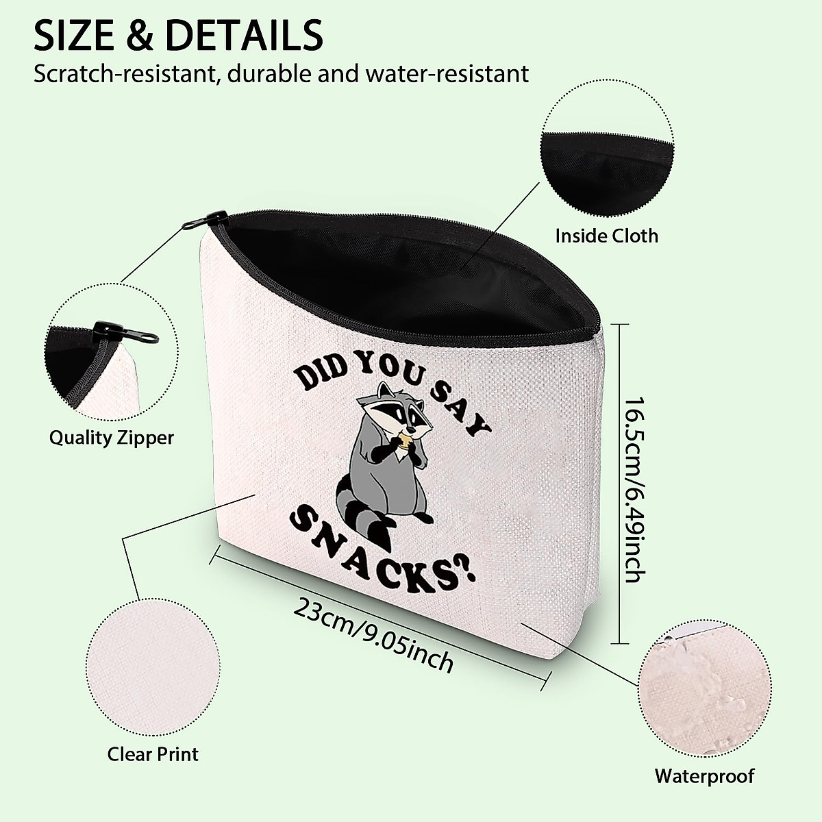 Meeko Raccoon Did You Say Snacks Makeup Bag - Magic Kingdom Gift for Raccoon Lovers - Funny Zipper Pouch