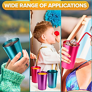 BURIUS Anodized Aluminum Drinking Cups Set - 6Pcs Wine Tumblers Aluminum Party Cups for Iced Coffee Bar Accessories Water Glasses - Colorful Wine Glasses for Drinking Water Tumbler Metal Cup