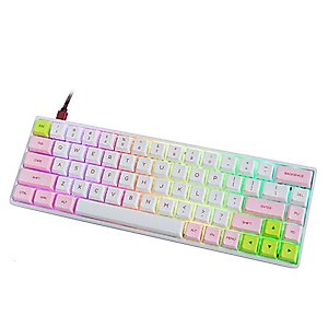 EPOMAKER SKYLOONG SK68S Hot-swap RGB Bluetooth5.1 Wireless/Wired Mechanical Keyboard with 1900mAh Battery, Dye-subbed PBT GSA Keycaps for Mac/Win/Android/iOS (Gateron Optical Red, Pink White)