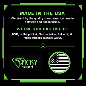 Sticky Holsters Concealment Holsters for Men and Women - MD-2 Medium - Fits Small 9mm's and Similar - for Left and Right-Hand Draw; IWB and Pocket Carry