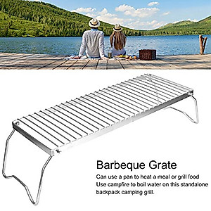 Liyeeo Anti-Corrosion Grate Barbeque Grill, Portable Folding Campfire Grill, Stainless Steel Camping for Picnic BBQ