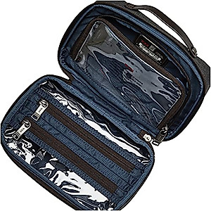 TUMI Alpha 3 Split Travel Kit - Luggage Accessories Toiletry Bag for Men and Women with Embossed Leather Carry Handle - Anthracite