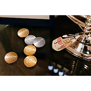 Izzy 'n' Dizzy Hanukkah Gelt Coins Chocolate, Kosher Milk Chocolate Coins Nut Free (Dairy), Filled with Menorah Embossed Hanukkah Gelt Coins (12 Mesh Bags)