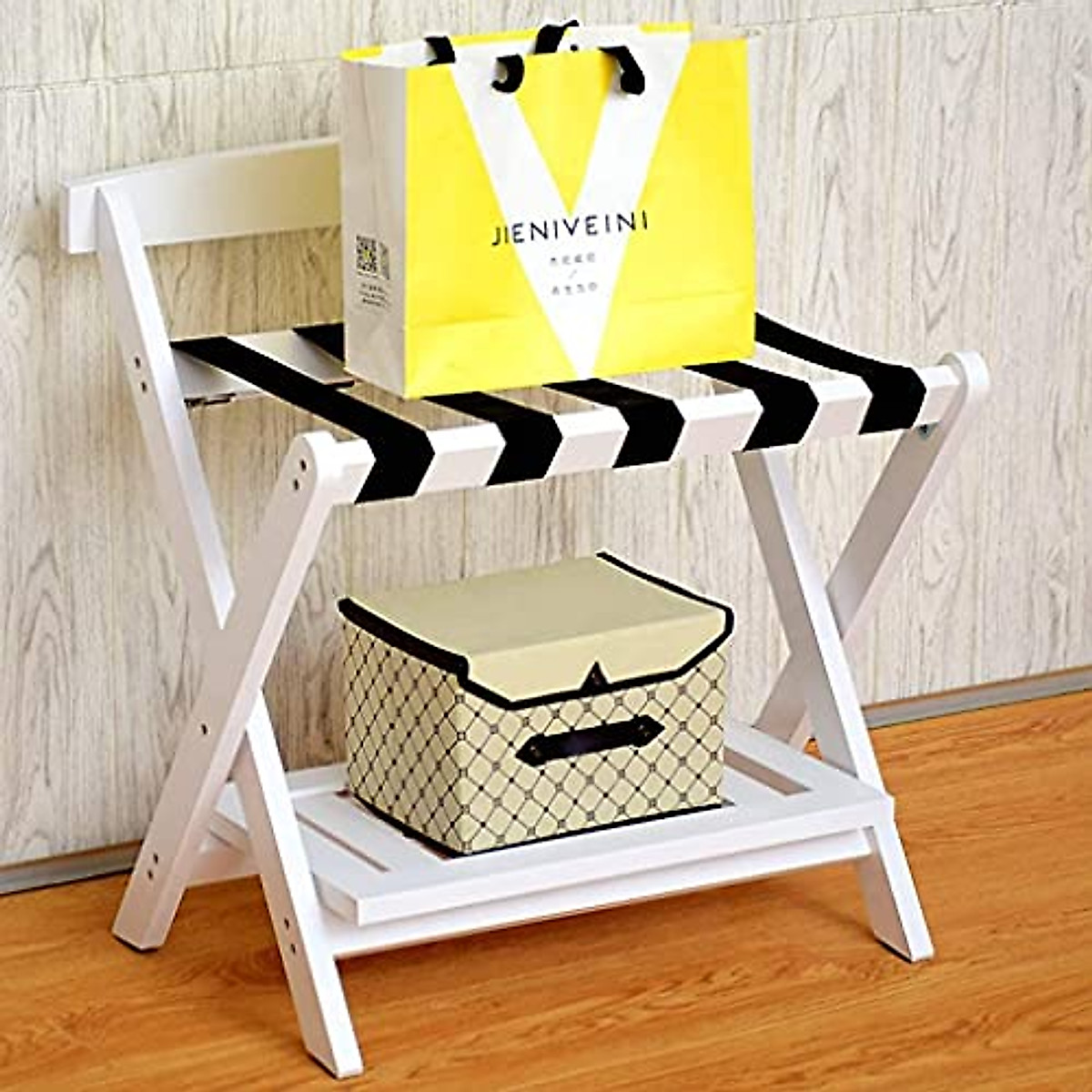 beeyuk Double Luggage Rack with Shoe Rack, Luggage Rack for Bedroom, Guest Room, Hotel (Color : White)