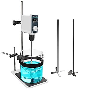 JOANLAB Overhead Stirrer Set 20L 20000 mPas Digital Overhead Mixer Lab Stirrer w/Stirring Rods 100-1500RPM Timing 1min-24h (Stand Included)