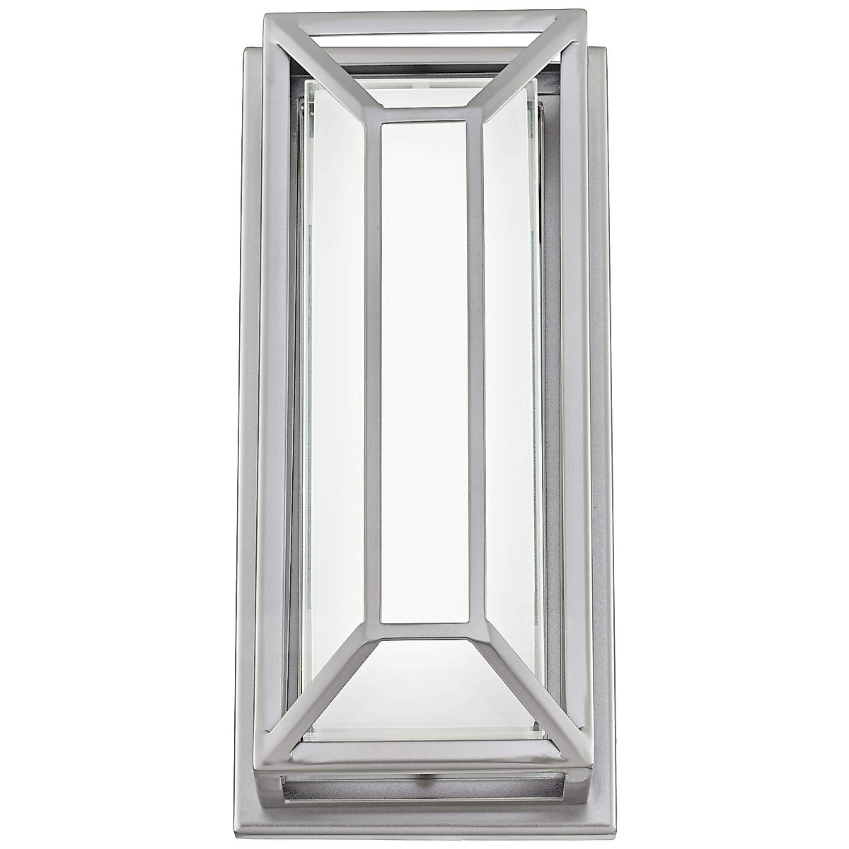 Possini Euro Design Radcliffe Modern Outdoor Wall Light Fixture LED Matte Nickel Geometric Baguette Cut 12" Frosted Glass for Exterior House Porch Patio Outside Deck Garage Front Door Garden Home