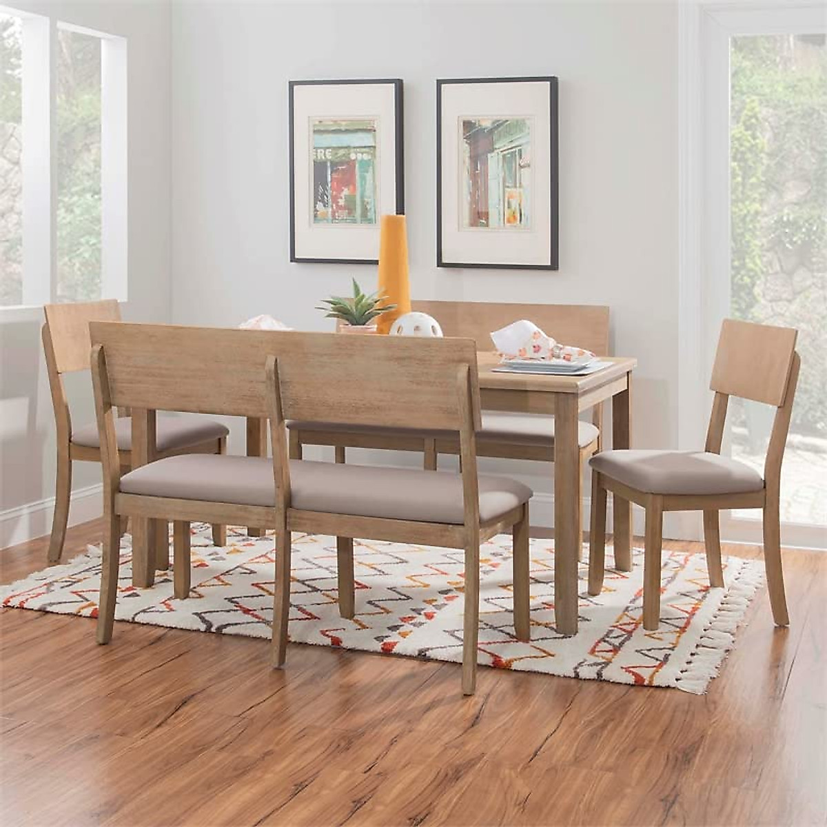 Linon Jordan Wood Dining Table in Washed Gray