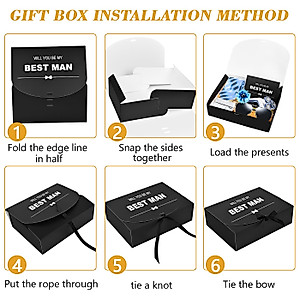 8Pack Groomsmen Proposal Box with Card (7 Groomsmen Boxes,1 Best Man Box) , 10.6×7.9×3.1 Inch Groomsmen Gift Box with Ribbon, Will You Be My Groomsman Box, Wedding Gift Box for Groomsmen Proposal Gift