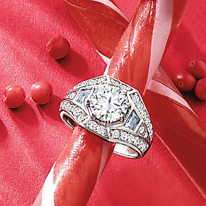 Ross-Simons 2.62 ct. t.w. CZ and .50 ct. t.w. Simulated Aquamarine Ring in Sterling Silver. Size 8