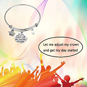 WUSUANED Princess Queen Bracelet Inspirational Bracelet Gift Let Me Adjust My Crown And Get My Day Started Inspirational Gift (let me adjust my crown)
