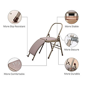 CIGOCIVI Yoga Auxiliary Chair with Detachable Lumbar Back Support Relieve Back Pain Chair Foldable Balance Handstand Training Tool (A-GREY)