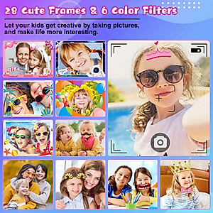 CL FUN Kids' Camera - HD Digital Video Camera for Girls & Boys Age 3-12, Portable Selfie Toy with 32GB Card - Perfect for Christmas & Birthday Gifts (Pink)
