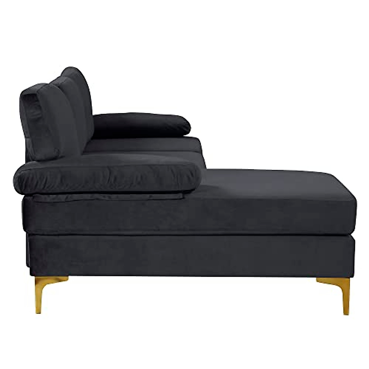 Casa Andrea Milano Modern Sectional Sofa L Shaped Velvet Couch, with Extra Wide Chaise Lounge and Gold Legs