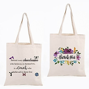 Generic WCGXKO Cheer Coach Gift Cheer Mom Gift Cheerleading Zipper Pouch Cosmetics Bag Cheer Gift (Behind every cheerleader tote),Talk Less Smile More