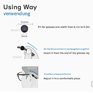 OPUGIT Silicone Eyeglasses Temple Grips Retainer, 2021 Upgraded Mini Round Eyewear Retainer, Anti-Slip Glasses Retainers, Frame Grips for Spectacle, Sunglasses, Glasses, Eyewear, 10 Pairs,Black