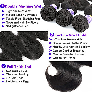 UDesire 12A Brazilian Body Wave One Bundle 18inch 100% Unprocessed Brazilian Virgin Body Wave Human Hair for Black Women Natural Black Brazilian Body Wave Human Hair Weft