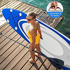GYMAX Inflatable Stand Up Paddle Board, 6” SUP with Premium Complete Accessories, Backpack, Pump, Leash, Paddle & Removable Fins, Portable Stand Up Boat for All Skill Level