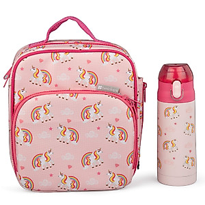 Bentology Stainless Steel 13 oz Unicorn Insulated Water Bottle for Girls – Easy to Use for Kids - Reusable Spill Proof BPA-Free Water Bottle