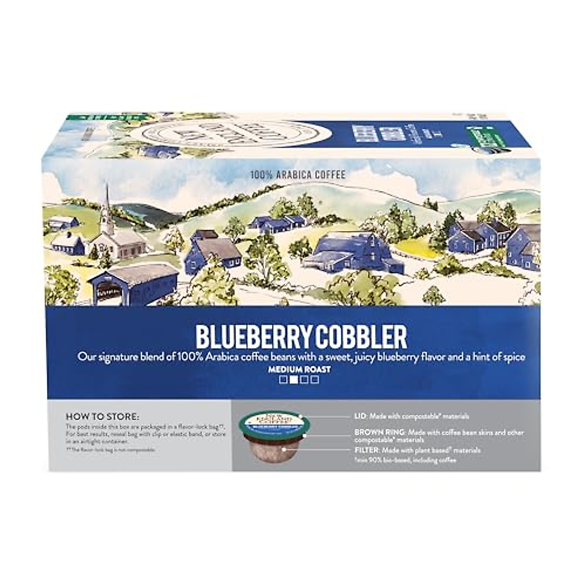 New England Coffee Blueberry Cobbler Medium Roast Single Serve Pods, 12ct Box (Pack of 6)