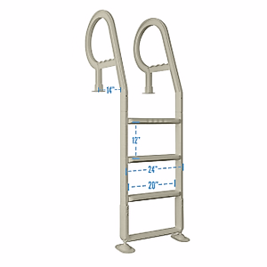 Champlain Plastics Above Ground Pool Deck Ladder Adjustable Upto 54". Made is USA