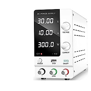 DC Power Supply, Encoder Adjustable DC Power Supply 30V 10A Voltage Regulator LCD Digital Laboratory Stabilizer Switching Lab Power Bench Source,Electroplating DIY(SPPS-C3010 White)