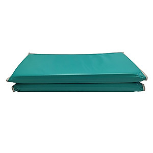KinderMat, Heavy-Duty 1" Thick Rest Mat, 4-Section Rest Mat, 48" x 24" x 1", Blue/Teal with Grey Binding, Great for School, Daycare, Travel, and Home, Made in The USA