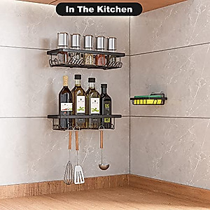 LOCVCDA Shower Caddy, Shower Organizer Shower Shelf with Soap Holder, No Drilling Rustproof Stainless Steel Bathroom Shower Organizer, Adhesive Shower Shelves (Black-3 pack)