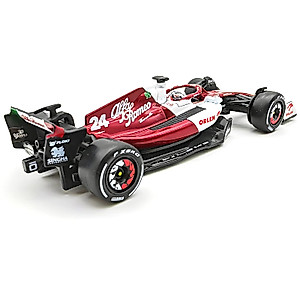 IYASFPFP Bburago 1:43 2022 Alfa Romeo F1 Racing Team C42 #24 Guanyu Zhou #77 Valtteri Bottas Alloy Car Diecast Car Model Toy Collection (2022 C42 NO.24 w/ Acrylic Box)