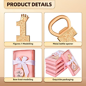 wxfdac 24 boxes of 1-year-old birthday party favors, guest gifts 1 Bottle opener, 1-year anniversary decorations, souvenirs, girls' gifts (pink)