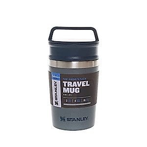 Stanley Adventure Shortstack Travel Mug 0.23L / 8OZ Hammertone Ice – Leakproof - Integrated D-ring to clip on packs - BPA FREE - Single server brewer compatible - Dishwasher safe