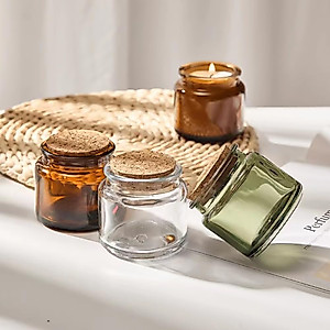 Danmu 24 Pack 100ml Small Glass Bottles,Mini Glass Jars,Candle Jars for Making Candles, 3.4oz Glass Bottles with Cork, Candle Jars (Green)