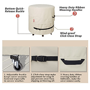 Porch Shield Patio Round Cooler Bar Table Cover - Waterproof Outdoor Ottoman Coffee Side Table Cover - 19.5D x 21H inch