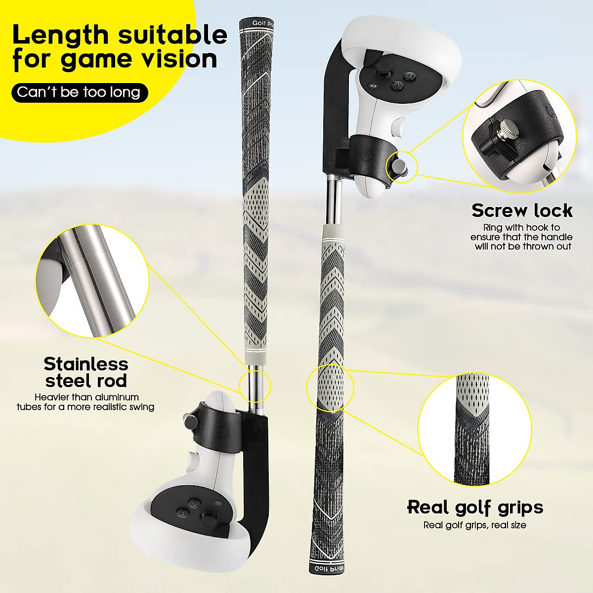 SUPERVR VR Golf Attachment Club for Oculus Quest 2 Accessories Golf+ (Quest 2, Right Controller)