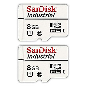 SanDisk Industrial 8GB Micro SD Memory Card Class 10 UHS-I MicroSDHC (Bulk 2 Pack) in Cases (SDSDQAF3-008G-I) Bundle with (1) Everything But Stromboli Card Reader