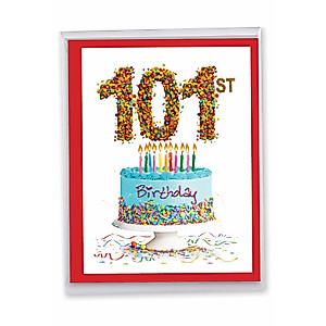 NobleWorks - Jumbo 101th Milestone Birthday Paper Card 8.5 x 11 Inch with Envelope (1 Pack) Oversize Jumbo Big Day 101 J2764MBG