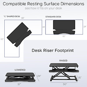 VIVO 38 inch Desk Converter, Height Adjustable Riser, Sit to Stand Dual Monitor and Laptop Workstation with Wide Keyboard Tray, Black, DESK-V037KB, 38"