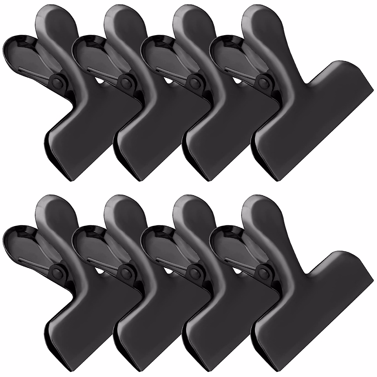 Funfery 8 Pack Stainless Steel Black Chip Clips 3" Bag Clips Food Clip Kitchen Clips for Snack,Large Clips for Food Packages,Food Clips Snack Clips,Metal Chip Clips for Home and Kitchen Organization