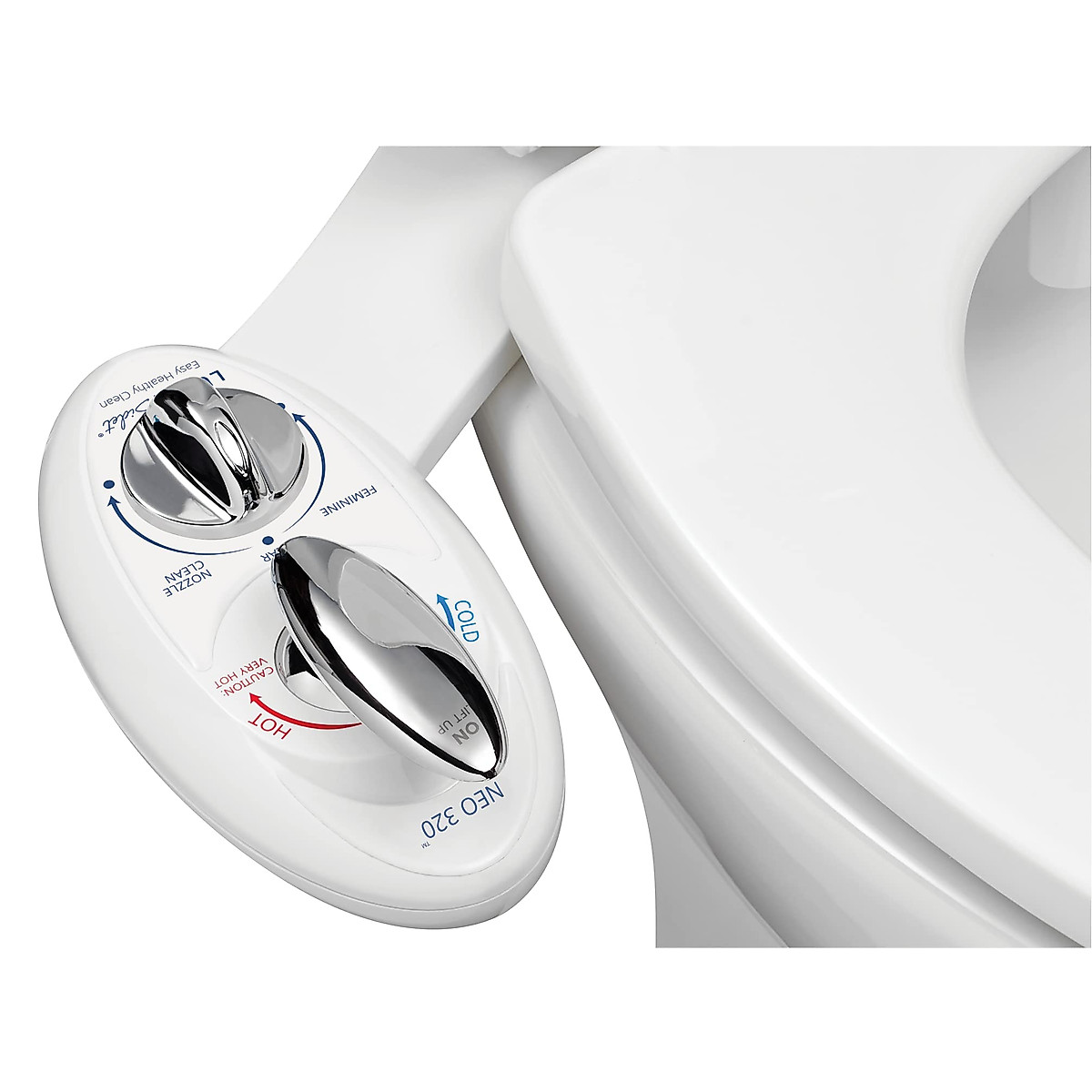 LUXE Bidet NEO 320 - Self Cleaning Dual Nozzle - Hot and Cold Water Non-Electric Bidet Toilet Attachment& NEO 120 - Self Cleaning Nozzle - Fresh Water Non-Electric Bidet Toilet Attachment