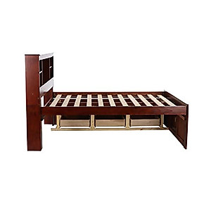 Discovery World Furniture Bookcase Captains Bed with 6 Drawers, Full, Merlot