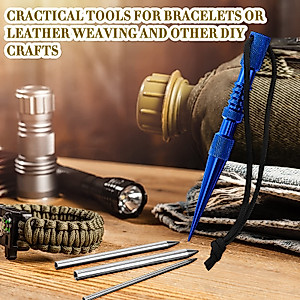 15 Pieces Paracord Tools Paracord FID Needle Set Stitching Set Stainless Steel Lacing Needles Smoothing Tool Knotter with Spike for Work Leather Weaving(Blue)