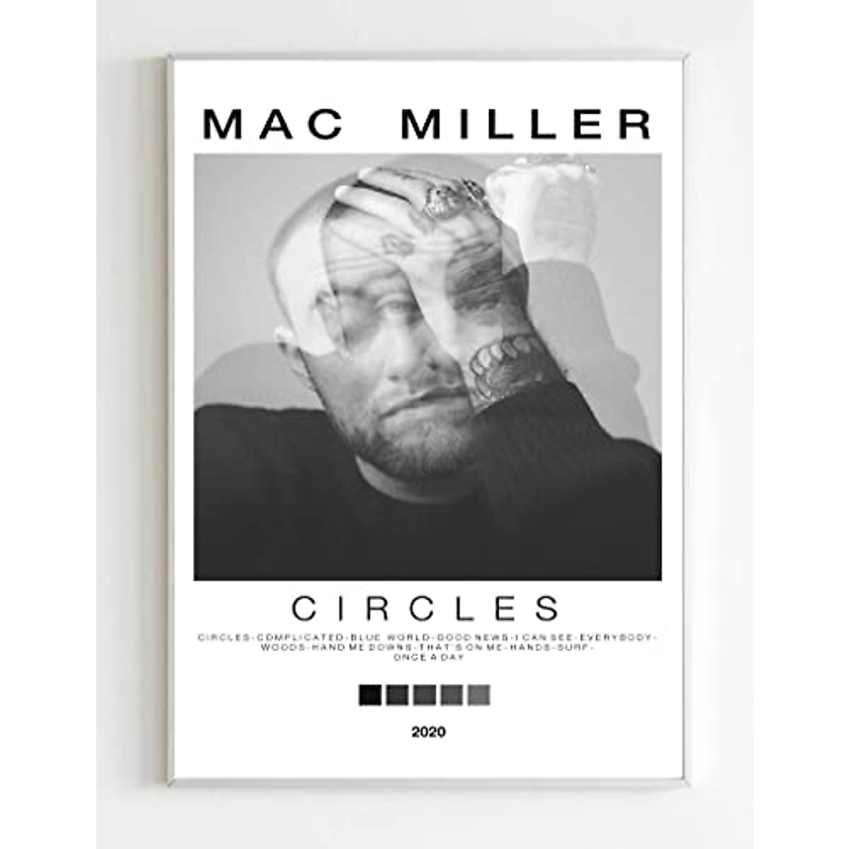 Mac Miller - Circles Album Cover Poster Print With Track List and Color Tiles - 11" x 17" inches Ready to Frame - Wall Art